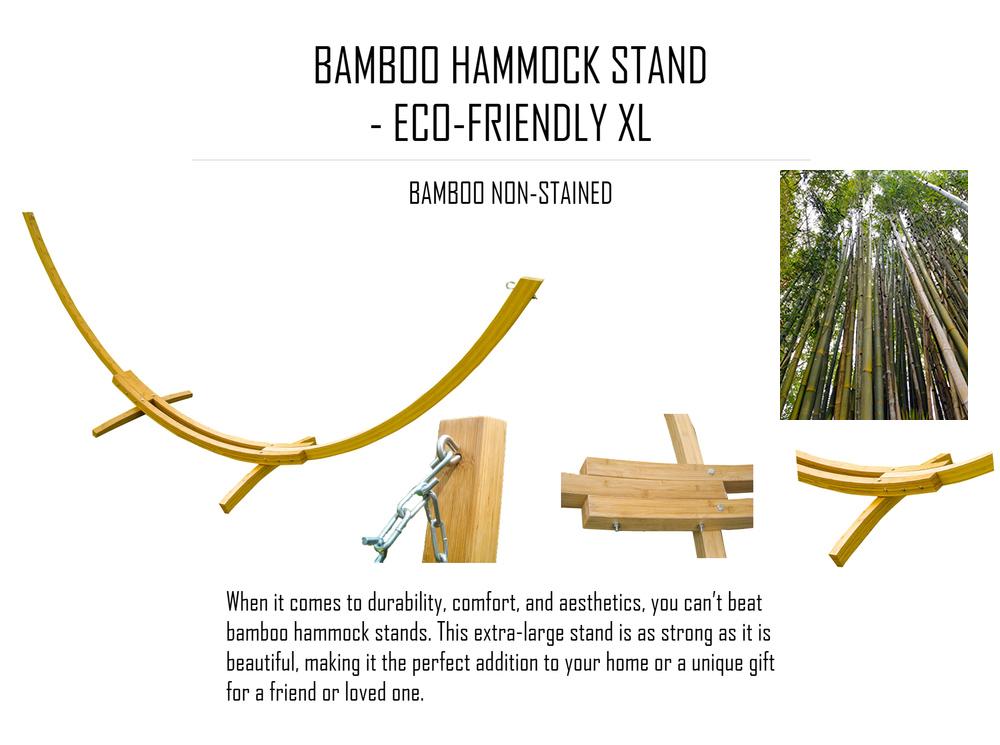 Bamboo Stand - Eco-Friendly XL Wood Stand with Brazilian Hammock ...